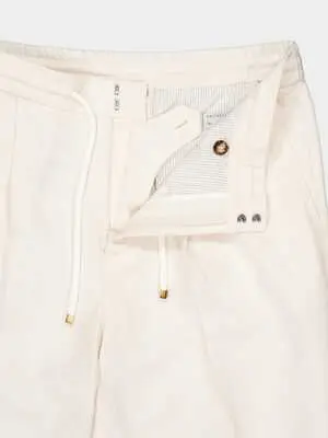 Brunello Cucinelli Linen-cotton Drawstring Trousers - White