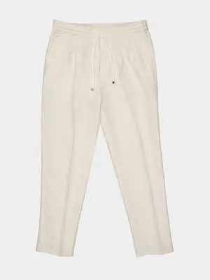 Brunello Cucinelli Linen-cotton Drawstring Trousers - White