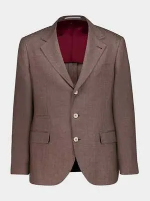 Brunello Cucinelli Nut Délavé Linen Deconstructed Blazer Brown