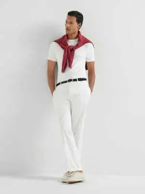Brunello Cucinelli Italian Fit Cotton Trousers - White