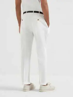 Brunello Cucinelli Italian Fit Cotton Trousers - White