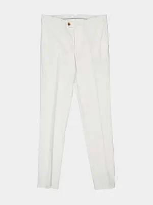 Brunello Cucinelli Italian Fit Cotton Trousers - White