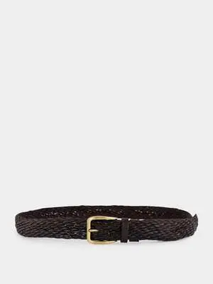 Brunello Cucinelli Braided Calfskin Belt - Brown
