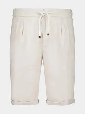 Brunello Cucinelli Jute Linen Gabardine Bermuda Shorts - Beige