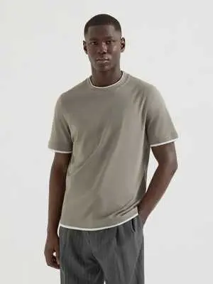 Brunello Cucinelli Khaki Faux-layered Cotton T-shirt - Green