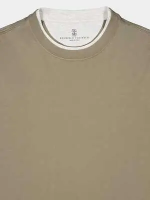 Brunello Cucinelli Khaki Faux-layered Cotton T-shirt - Green