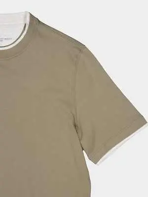 Brunello Cucinelli Khaki Faux-layered Cotton T-shirt - Green