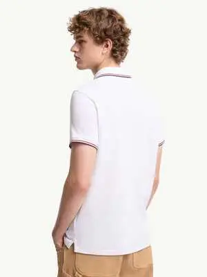 Moncler Tricolour Cotton Polo Shirt - White