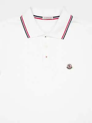 Moncler Tricolour Cotton Polo Shirt - White