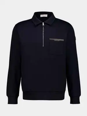 Moncler Cotton-blend Half-zip Sweatshirt - Blue