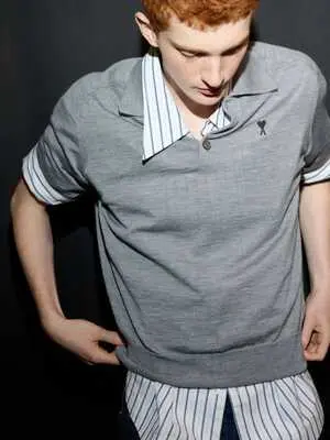 Ami Paris Merino Wool Polos For Men