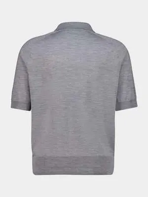 Ami Wool Short Sleeves De Coeur Polo - Grey