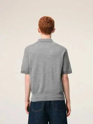 Ami Wool Short Sleeves De Coeur Polo - Grey