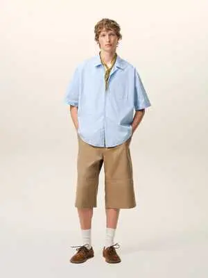 AMI Paris Cotton Short Sleeve De Coeur Boxy Shirt - Blue