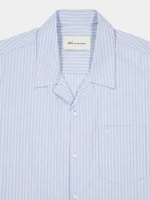 AMI Paris Cotton Short Sleeve De Coeur Boxy Shirt - Blue