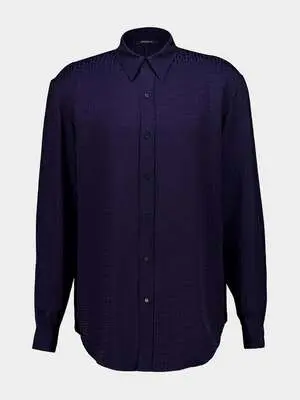 Balmain Navy Monogram Jacquard Shirt