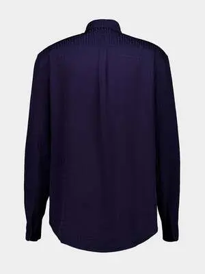 Balmain Navy Monogram Jacquard Shirt