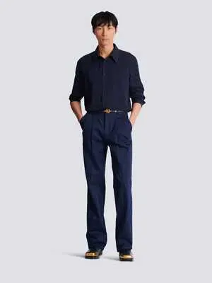 Balmain Navy Monogram Jacquard Shirt - Blue