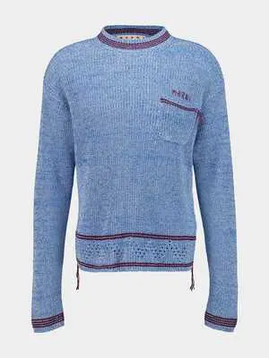 Marni Celeste Mouliné Cotton Sweater - Blue