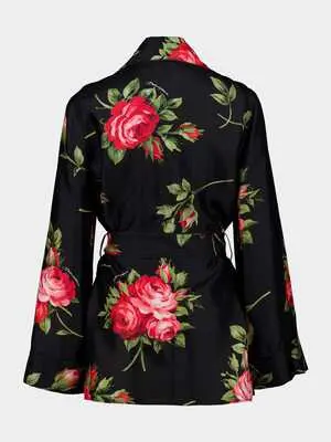 Dolce & Gabbana Rose Bouquet-print Silk Twill Vanity Shirt - Black