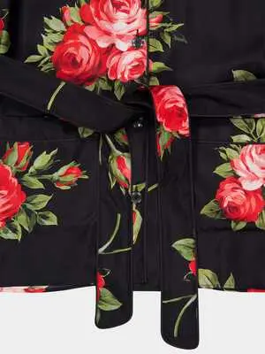Dolce & Gabbana Rose Bouquet-print Silk Twill Vanity Shirt - Black