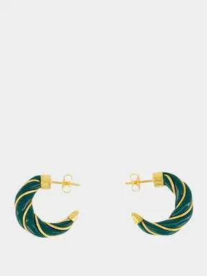 AURÉLIE BIDERMANN Diana Emerald Hoop Earrings - Green