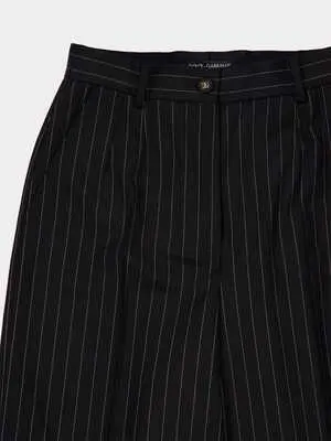 Dolce & Gabbana Pinstripe Bi-stretch Wool Trousers - Black
