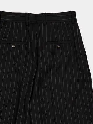 Dolce & Gabbana Pinstripe Bi-stretch Wool Trousers - Black