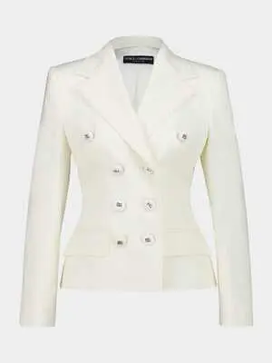 Dolce & Gabbana Double-breasted Twill Blazer - White