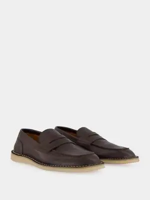 Dolce & Gabbana Leather Loafers With Dg Detail - Brown