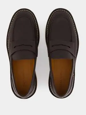 Dolce & Gabbana Leather Loafers With Dg Detail - Brown