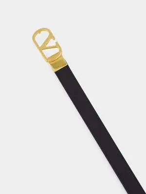 Valentino Garavani Reversible Calf Leather Belt With Vlogo - Black