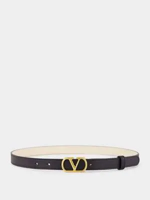 Valentino Garavani Reversible Calf Leather Belt With Vlogo - Black