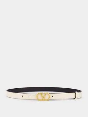 Valentino Garavani Reversible Calf Leather Belt With Vlogo - Black