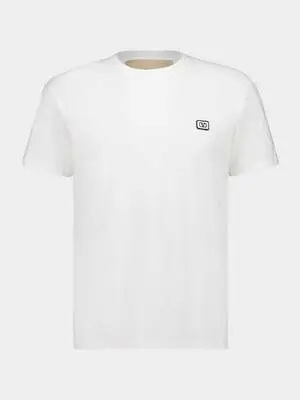 Valentino Garavani Ivory Cotton Jersey Short-sleeve T-shirt With Vlogo Patch - White
