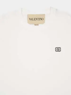 Valentino Garavani Ivory Cotton Jersey Short-sleeve T-shirt With Vlogo Patch - White