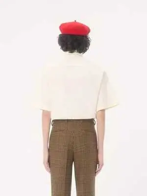 Valentino Garavani Ivory And Black Cotton Poplin Bowling Shirt