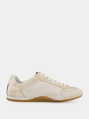 Gucci Washed Leather Gg Shift Sneakers - White