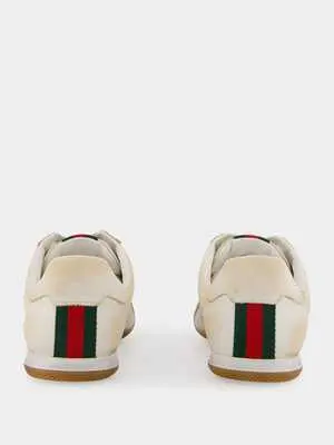Gucci Washed Leather Gg Shift Sneakers - White
