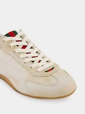 Gucci Washed Leather Gg Shift Sneakers - White