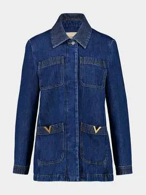 Valentino Garavani Medium Denim Caban Jacket - Blue