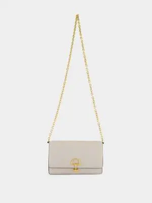 Gucci Sphinx Calfskin Wallet With Removable Chain - Beige