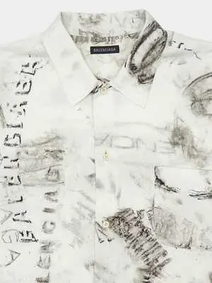 Balenciaga Graphite Short Sleeve Minimal Shirt - Grey