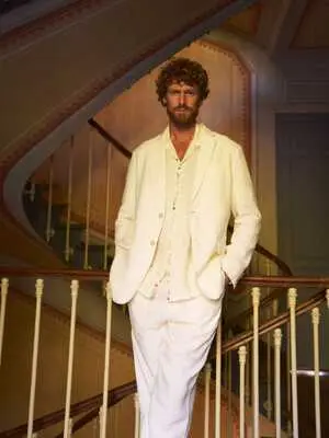 120% Lino Drawstring Linen Pants - White