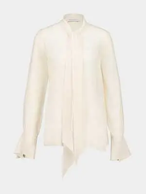 Nina Ricci Satin Lavallière Blouse - White
