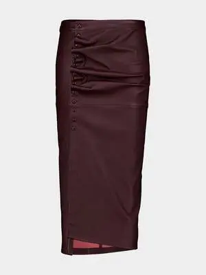 Rabanne Leather Midi Skirt - Red