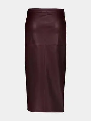 Rabanne Leather Midi Skirt - Red