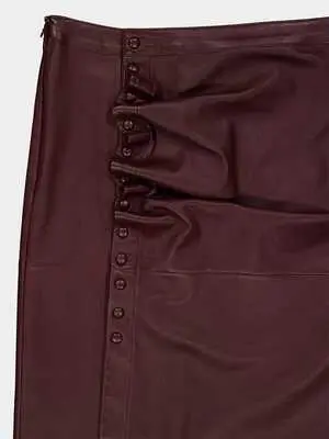 Rabanne Leather Midi Skirt - Red