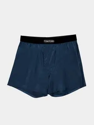 TOM FORD Silk Boxer Shorts - Blue