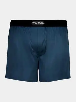 TOM FORD Silk Boxer Shorts - Blue